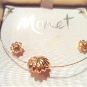 Monet | Jewelry | Monet Necklace Earring Set Gold Tone W Box Pink Stone ...